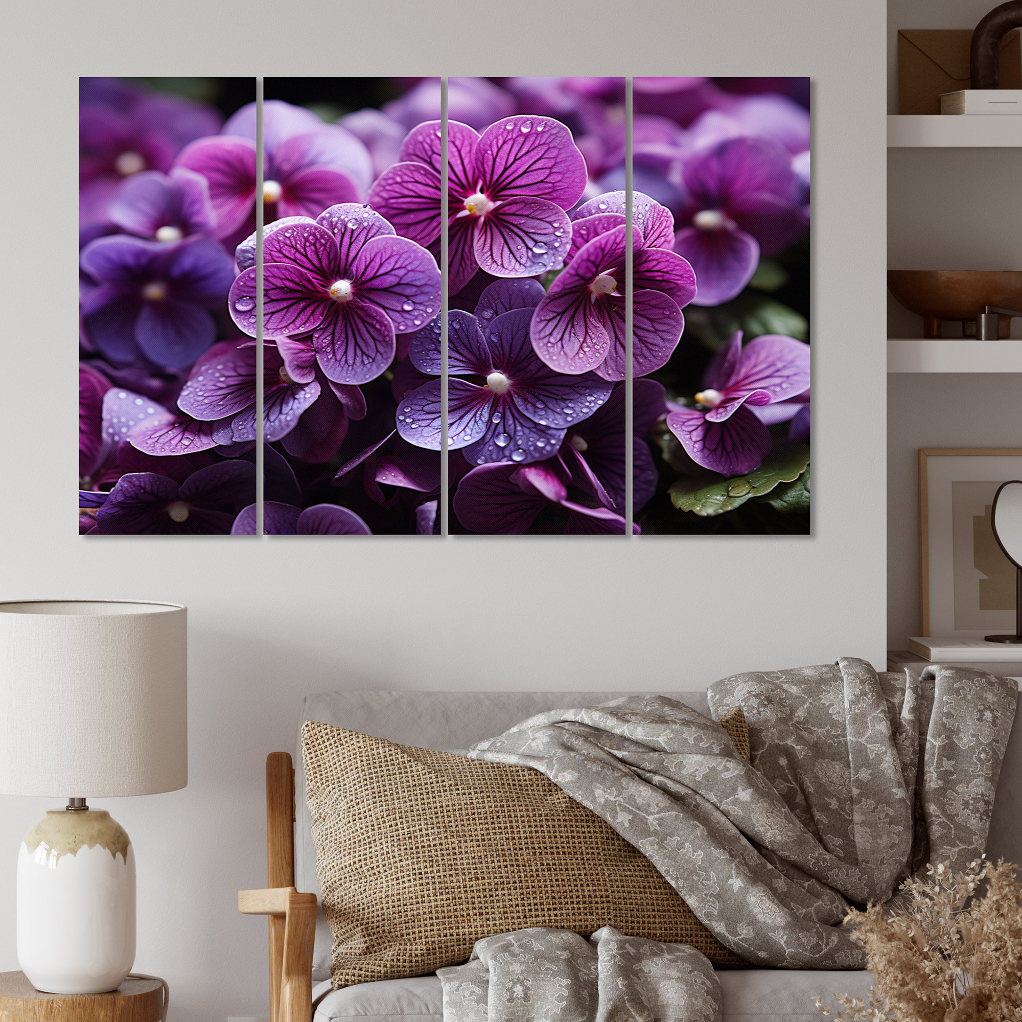 Latitude Run® Vibrant Violets Field Photo II - Floral Metal Wall Art Living Room Set | Wayfair